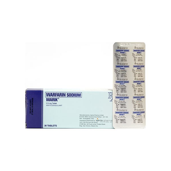 WARIK Warfarin Sodium 2.5mg Tablet 1's price in the Philippines ...